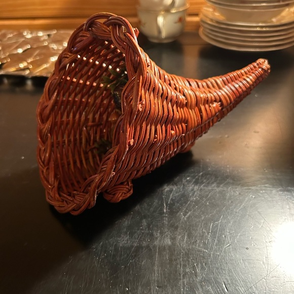Vintage | Holiday | Vintage Cornucopia Wicker Basket Rattan Fall Decor ...